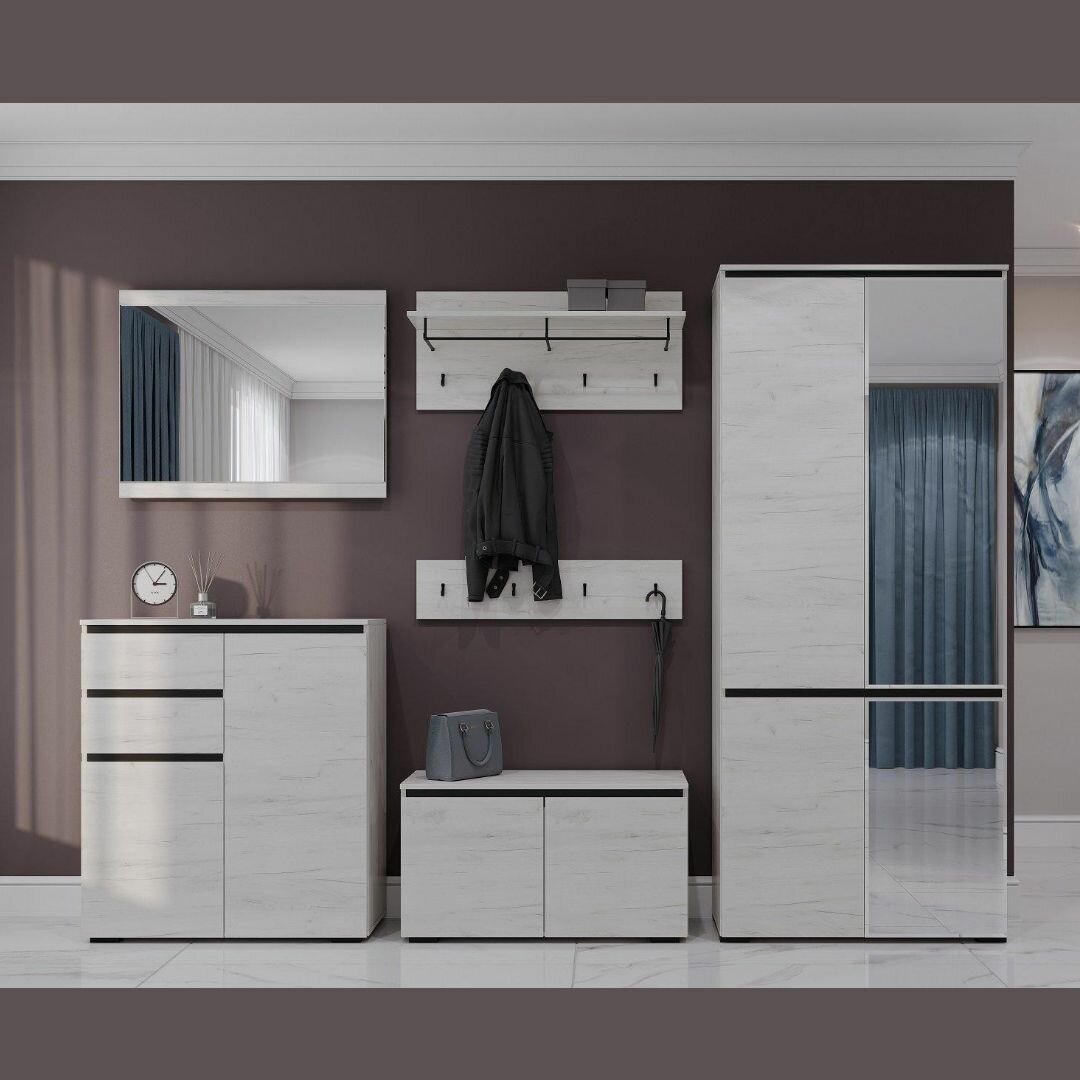 Прихожая гретта исполнение 1 Крафт белый - Антрацит