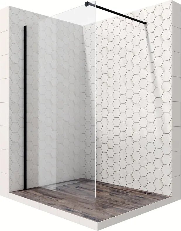 Душевая перегородка Ambassador Walk-in 120x200 15031112 профиль черный стекло прозрачное