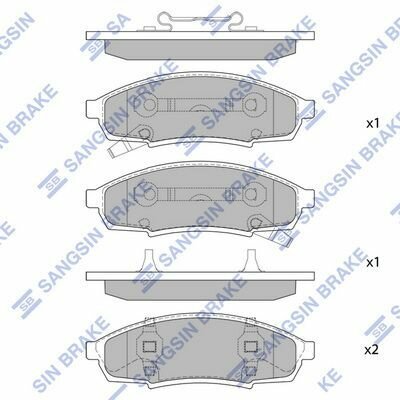 Колодки тормозные задние дисковые Хендай Санта Фе 1 Траджет, Киа Маджентис, HYUNDAI SANTA FE I 01-06 TRAJET 00-08, KIA MAGENTIS, Sangsin Hi-Q SP1284, 12321442, PN0314