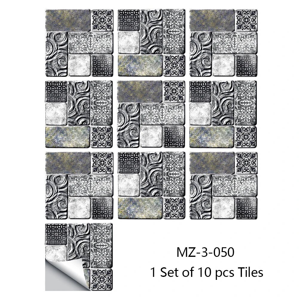 10 шт./компл, матовая плитка в стиле ретро, наклейка на пол, талия, украшение для рабочего стола, наклейки на стены, самоклеящиеся маслостойкие обои из ПВХ