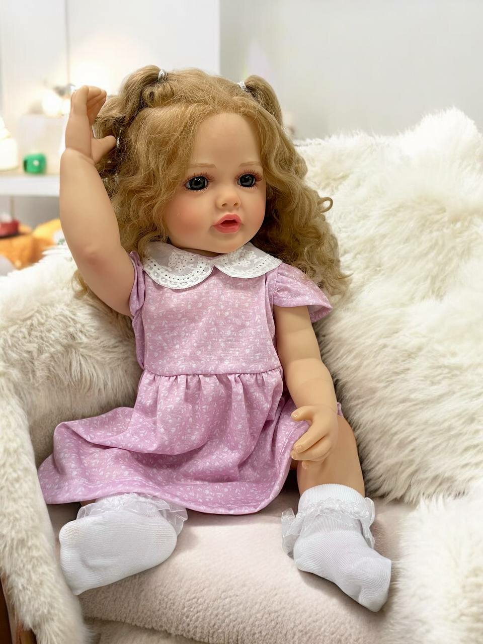 Кукла Реборн девочка силиконовая Игрушка Пупс Подарок для девочки 55 см