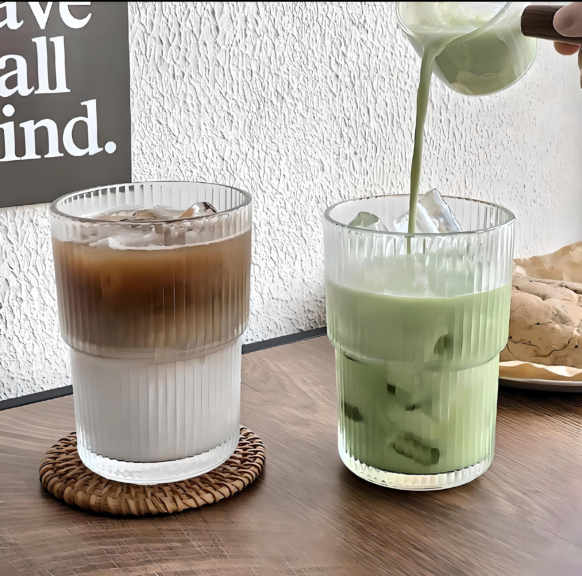 Стаканы рифленые, для коктейлей/кофе/чая, стекло, 400мл, 2 шт