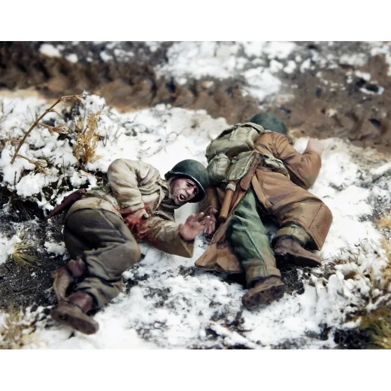 Масштаб 1/35, наборы моделей из смолы, историческая военная хобби, диорама, раненый солдат США, 2 человека, в разобранном виде, неокрашенный C653