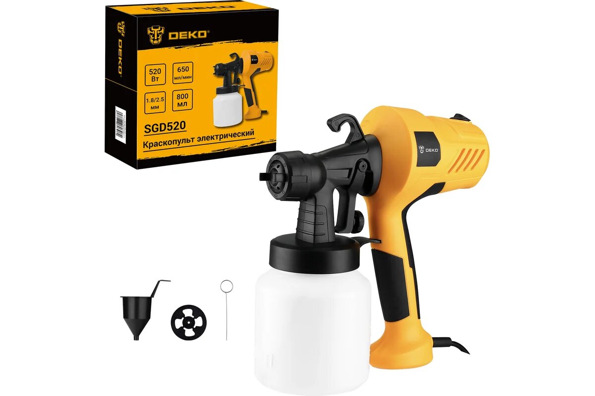 DEKO SGD520 электрический краскопульт 800 мл 520 Вт для равномерной окраски стен