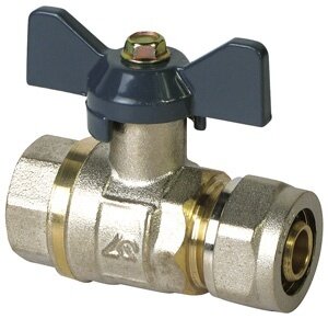 Кран шаровой AQUALINK для металлопластиковых труб, гайка-цанга, 1/2х16, бабочка