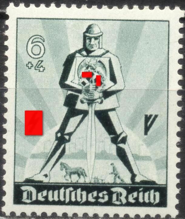 Марка Германии, 1940 г. 3-ий рейх, отд. выпуск "Рыцарь", исключительно для фил. коллекции