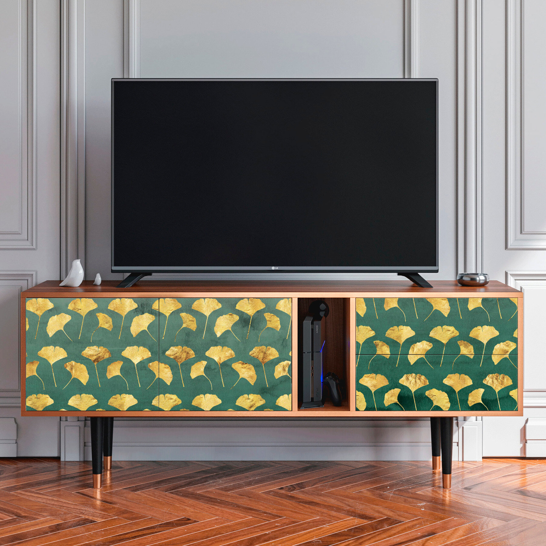 ТВ-Тумба - STORYZ - T1 Gingko leaves, Размер - 170 x 69 x 48 см, Цвет корпуса - , Орех