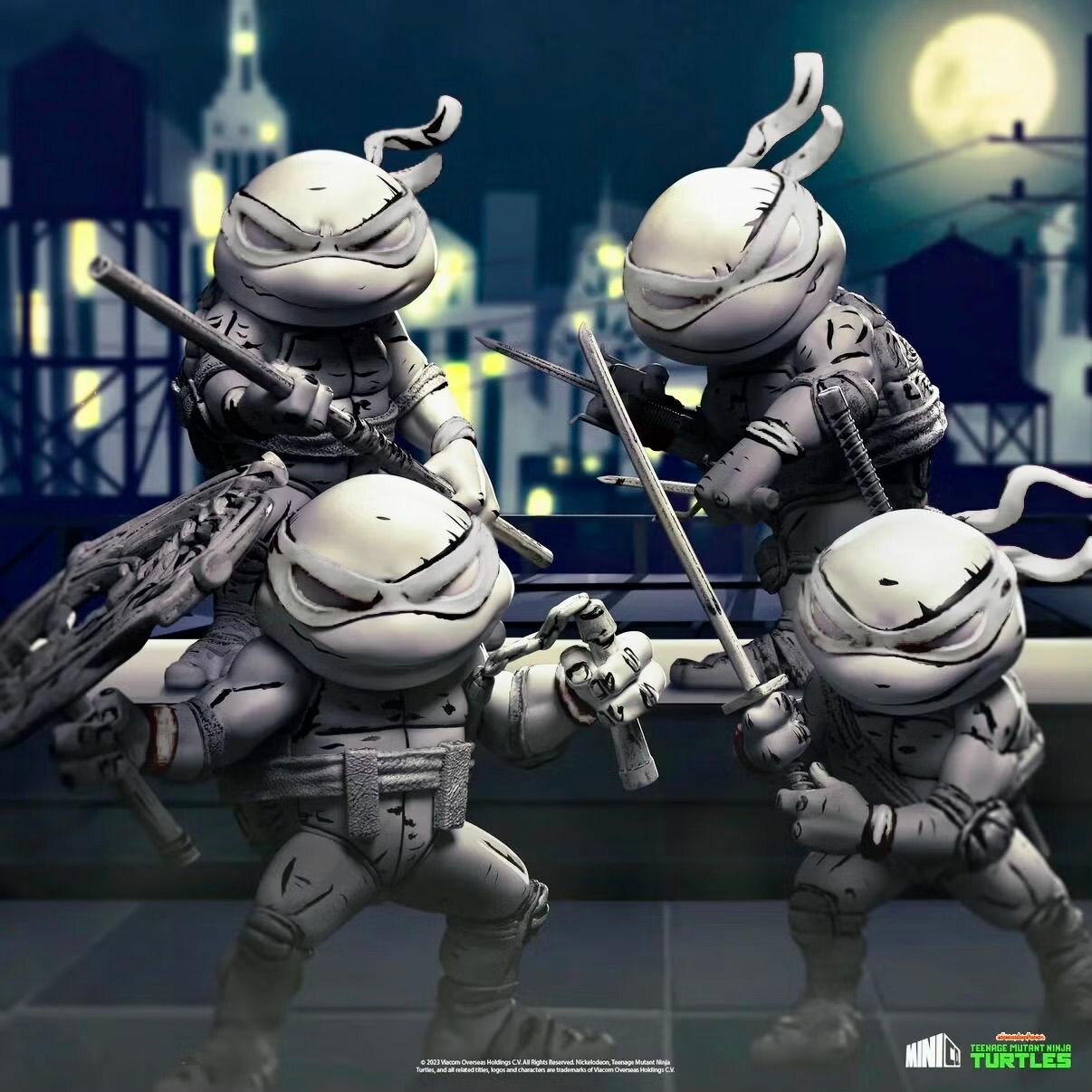 Черепашки-ниндзя / Teenage Mutant Ninja Turtles Коллекционный диорама-сет V2 (черная и белая Вер.) 4 фигурки