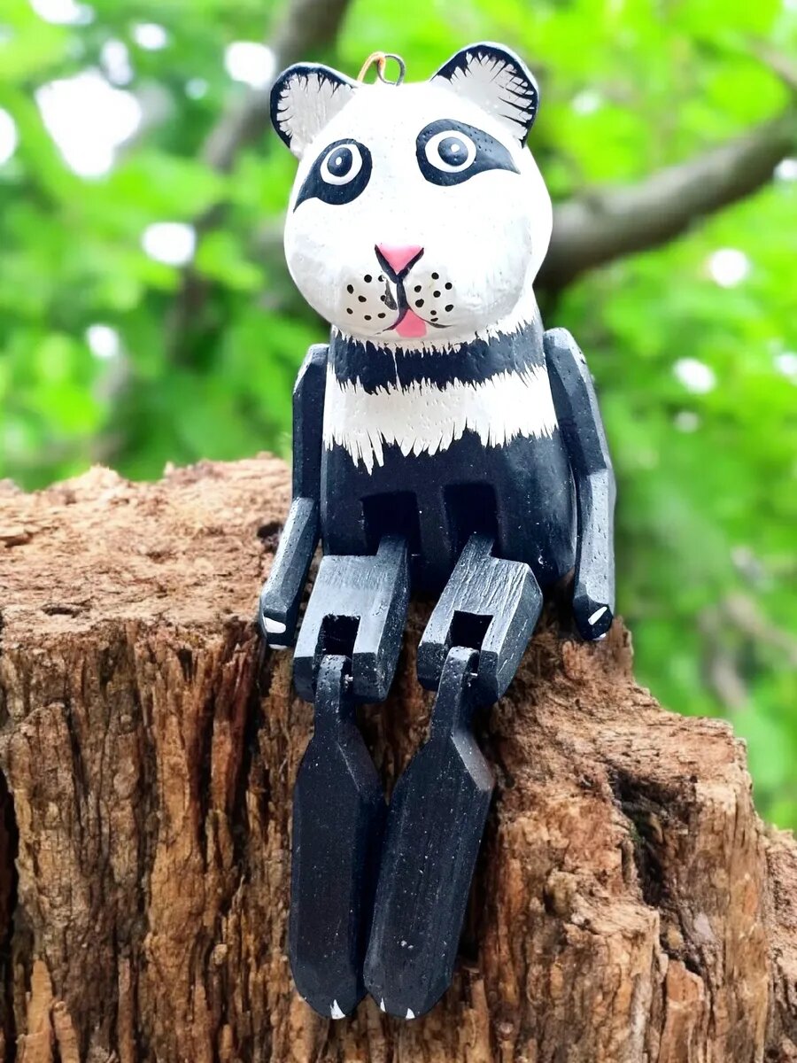 Марионетка панда игрушка деревянная фигурка подвижная