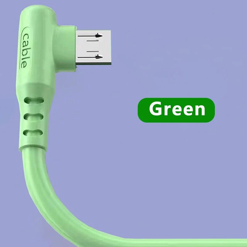 Зеленый Micro USB кабель, 1 м, 3 А, 40 Вт