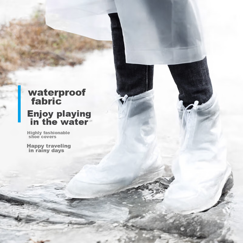 Xinqinyu Shoe Covers for Adults, Waterproof, Non-Slip, Thickened, Wear-Resistant, Portable Rain Boots, Frosted White, XL (41-42)