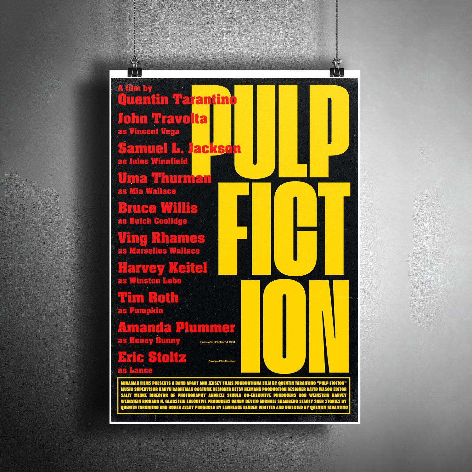 Постер плакат Фильм Квентина Тарантино Криминальное чтиво / размер A3 (30 x 42 см)