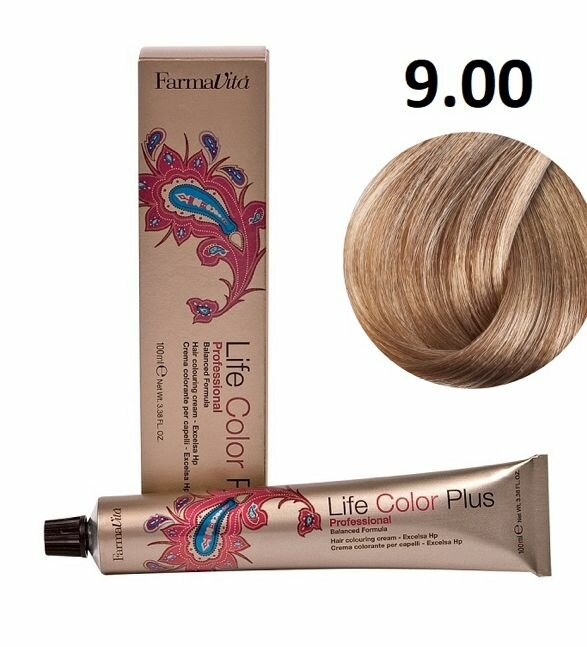 Крем-краска для волос Farmavita Life Color Plus 9.00 насыщенный очень светлый блондин, 100 мл