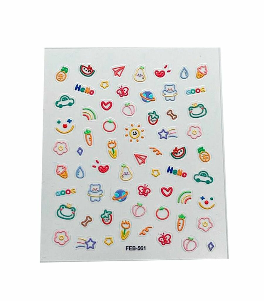 Наклейки на ногти Лето цветы, звёзды, вишенки