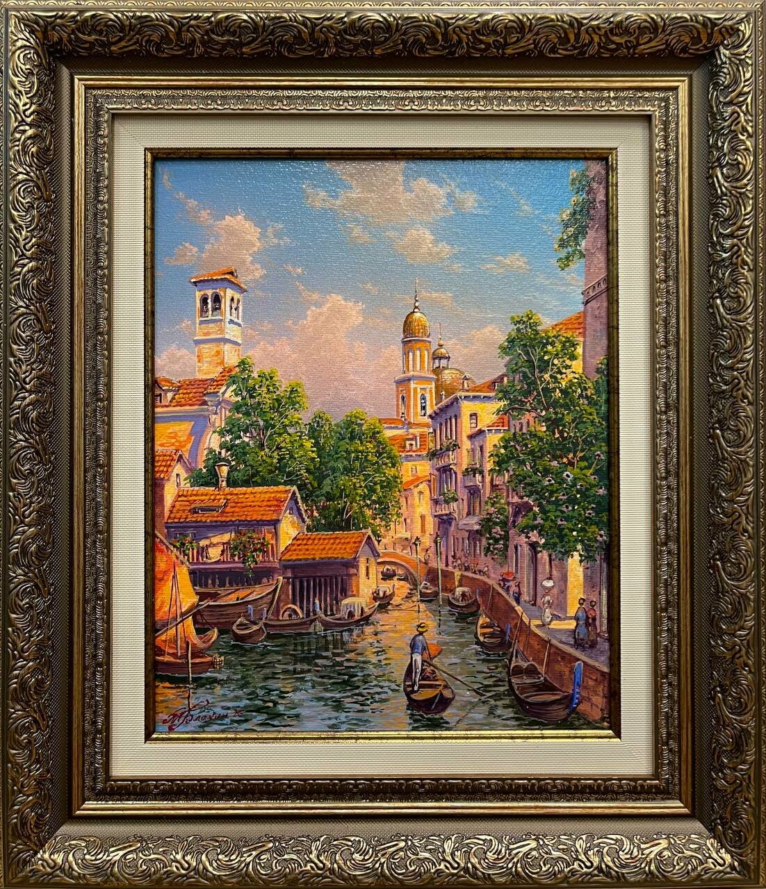 Картина маслом на холсте, холст на картоне, Венеция, городской пейзаж "Венеция конец 19 века" 1