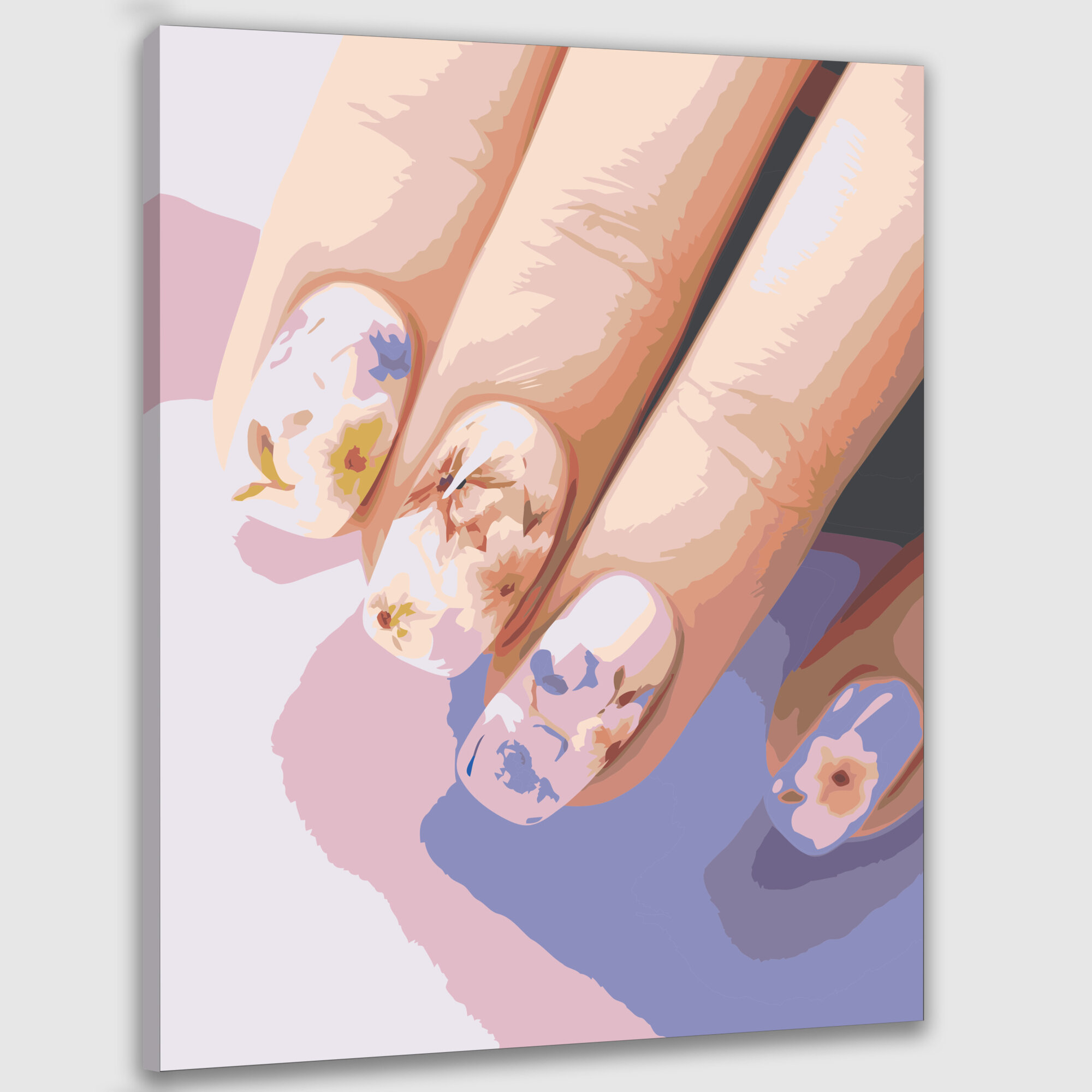 Картина по номерам 40x50 см, акварельная картина, маникюр, тенденции, уникальный, цветочный мотив, яркие краски