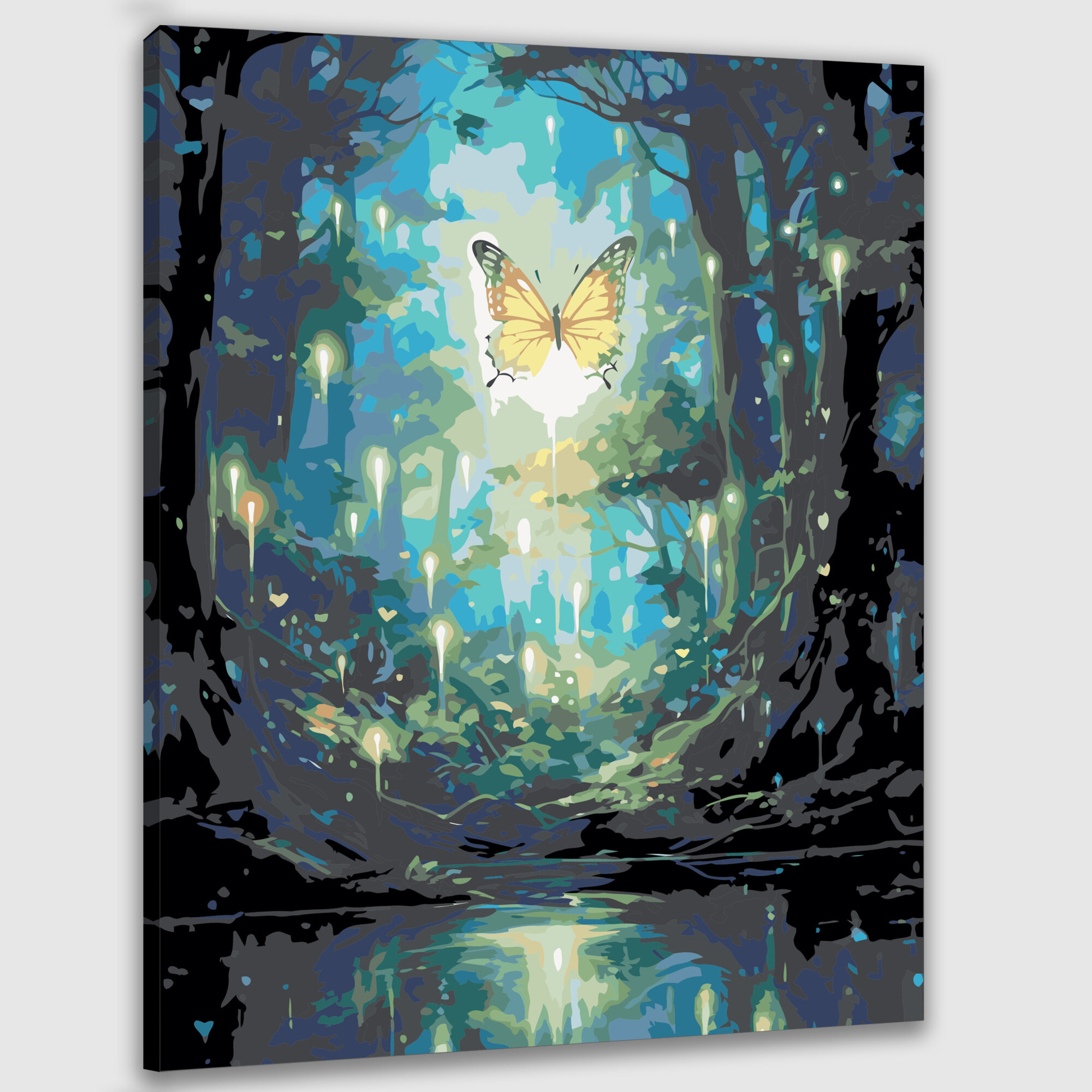 Картина по номерам 40x50 см, акварельная иллюстрация, мифическое существо, великолепные крылья, неземные крылья, лес