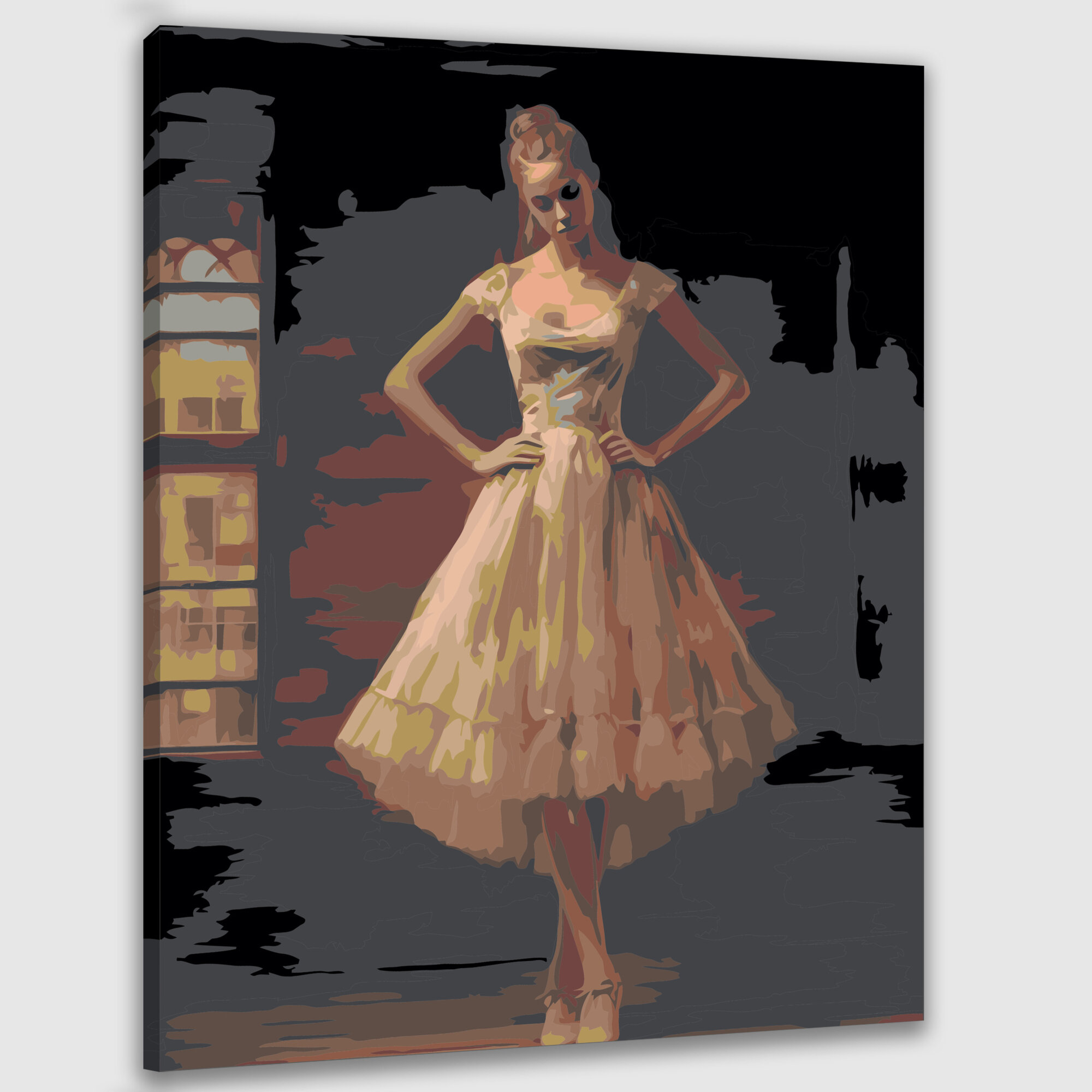 Картина по номерам 40x50 см, картина, масло, балерина, поза, сцена, деревянная, струящаяся пачка, пуанты, элегантность