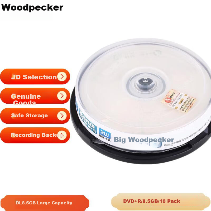 Woodpecker DVD+R Discs 8X 8.5GB Single Layer Double Sided 10-Pack Spindle