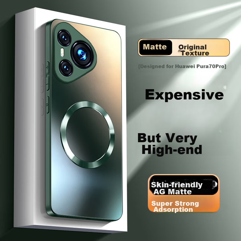 NEYAA [AG Frosted] Phone Case for Huawei Pura70Pro, P70Pro+ Protective Cover, Magnetic Charging, Ultra-Thin Frosted Full Protection, Shockproof, for Men And Women, Dark Night Green