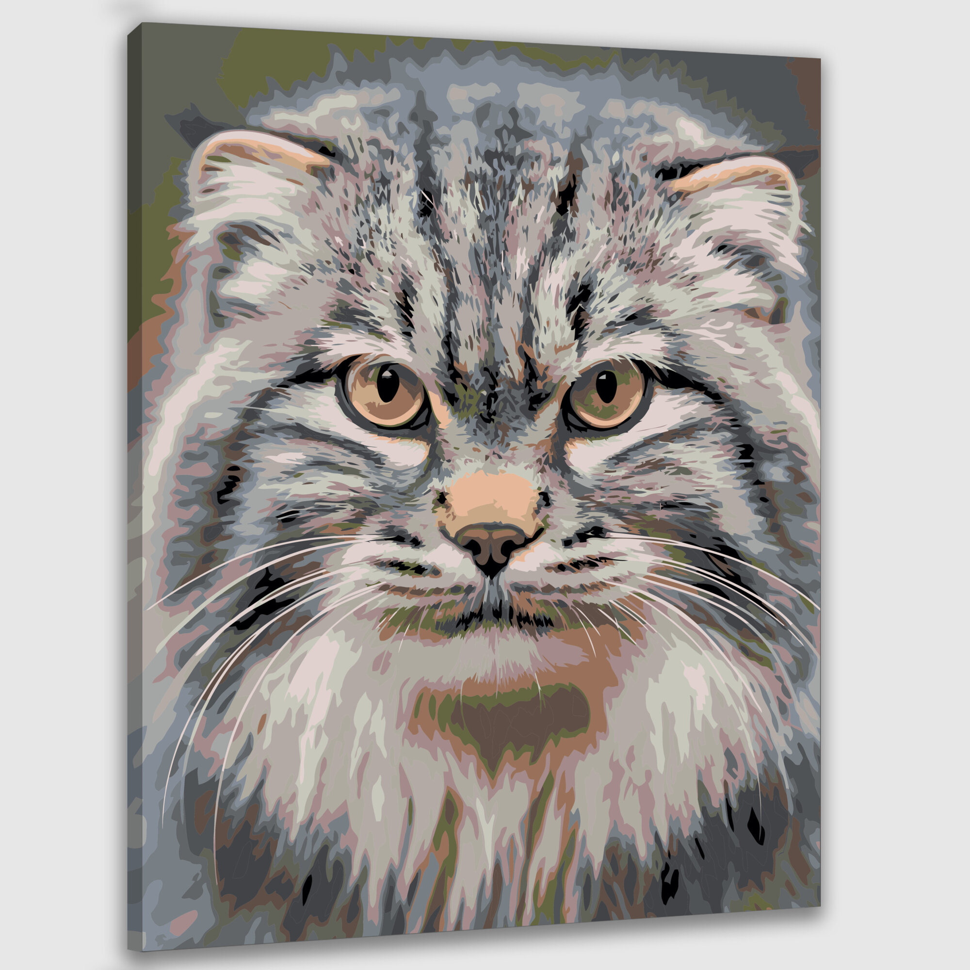 Картина по номерам 40x50 см, манул, морда, крупный план, узоры, мех, напряженность, глаза, сила, грация, объектив, f, 4