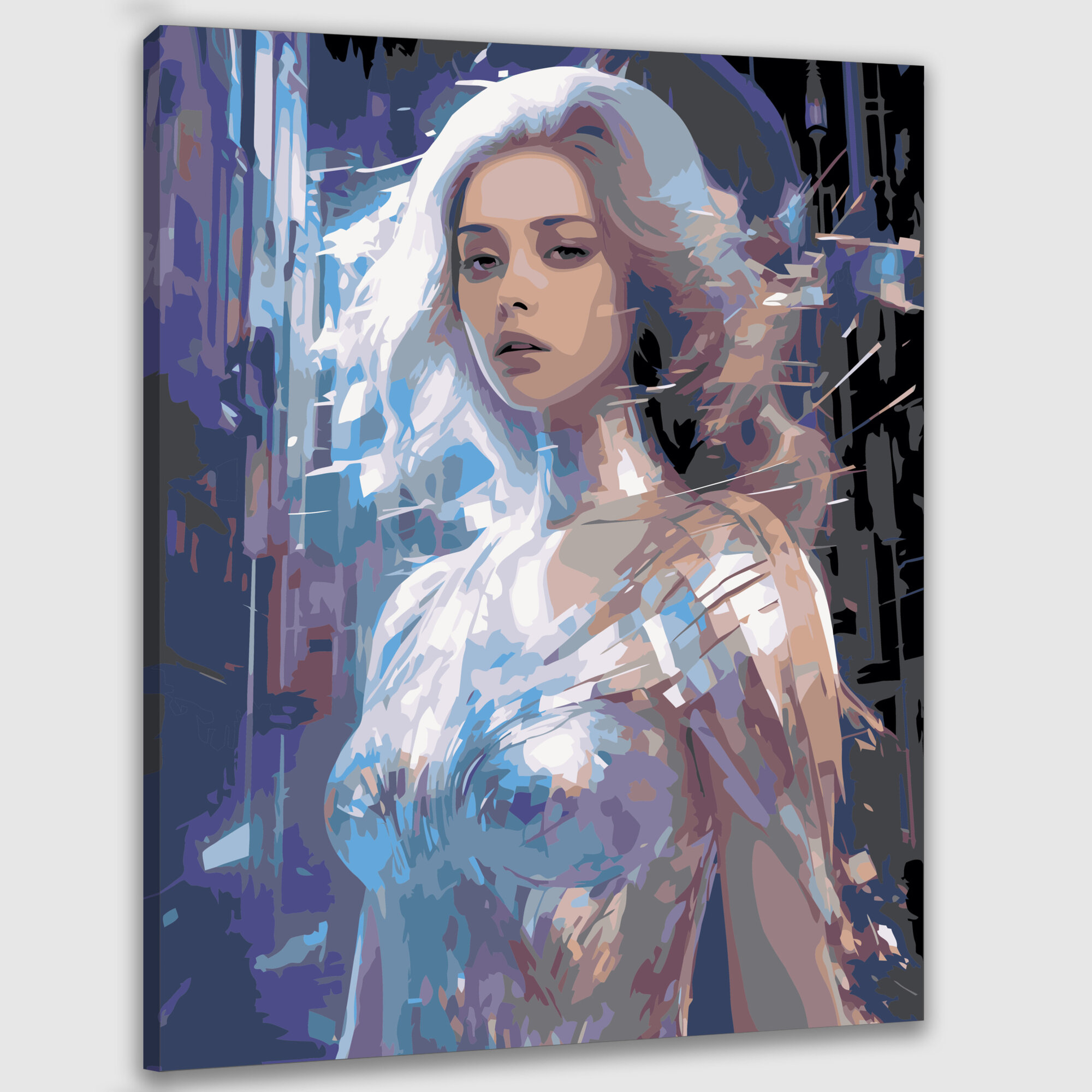 Картина по номерам 40x50 см, смешанная техника, современная принцесса, футуристический замок, голографические проекции