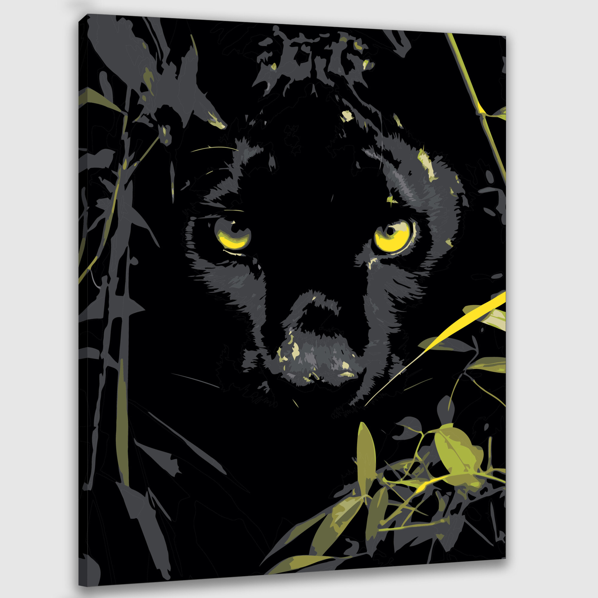 Картина по номерам 40x50 см, пантера, фотография, джунгли, храбрость, черная, пронзительные глаза, величественная