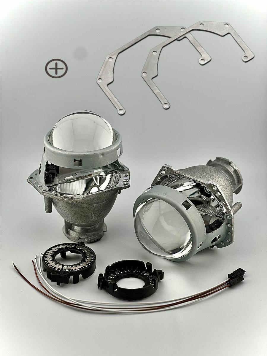 Би-Ксенон линзы тип HELLA 3R для Peugeot 4007 2007-2012 (линзы+рамки) ближнего и дальнего света в автомобильные фары / Би ксеноновые модули комплект 2шт