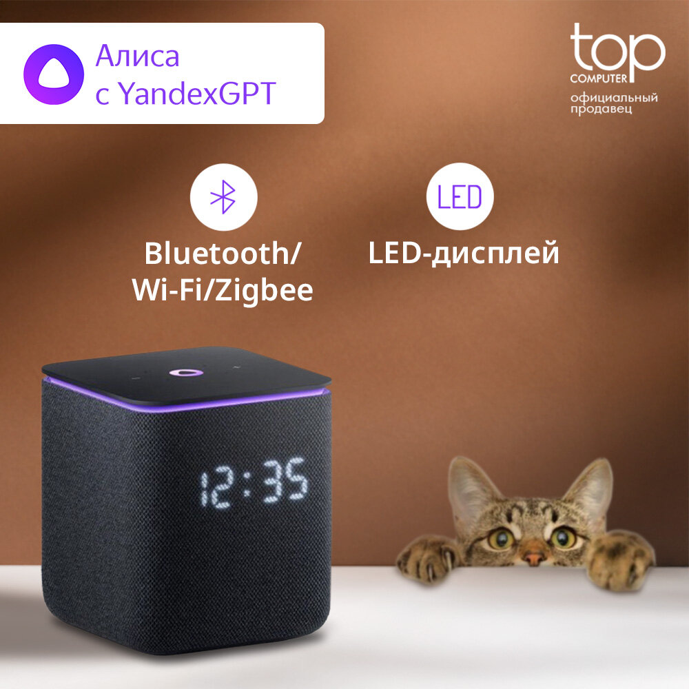 Умная колонка Яндекс Станция Миди YNDX-00054BLK, ZigBee, поддержка потоковых сервисов