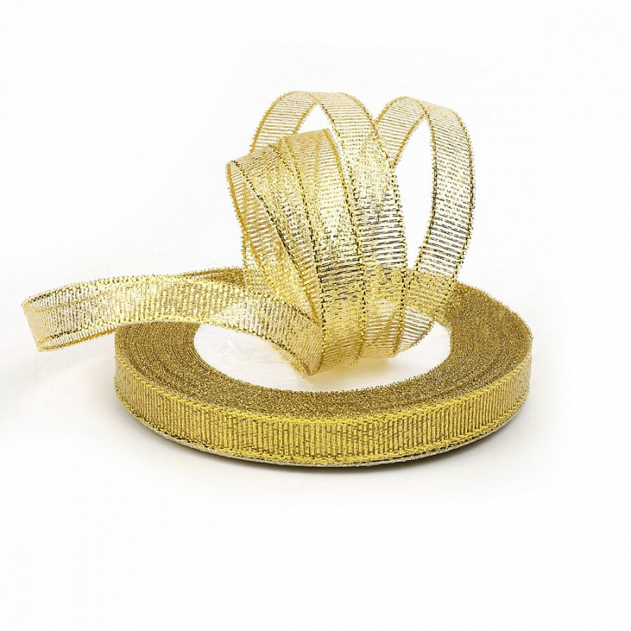 Лента парча 10мм в инд. упаковке цв. золото Magic4Hobby рол. 22,85м (+-1м)