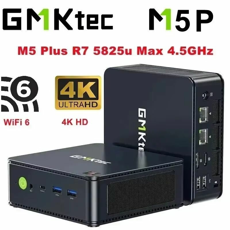 GMKtec M5 Plus MINI PC R7 5825U Wins 11 Pro DDR4 3200 МГц NVME SSD PCIE 3.0 Wifi6 BT5.2 Dual Fan Triple Display Gaming Mini Pc