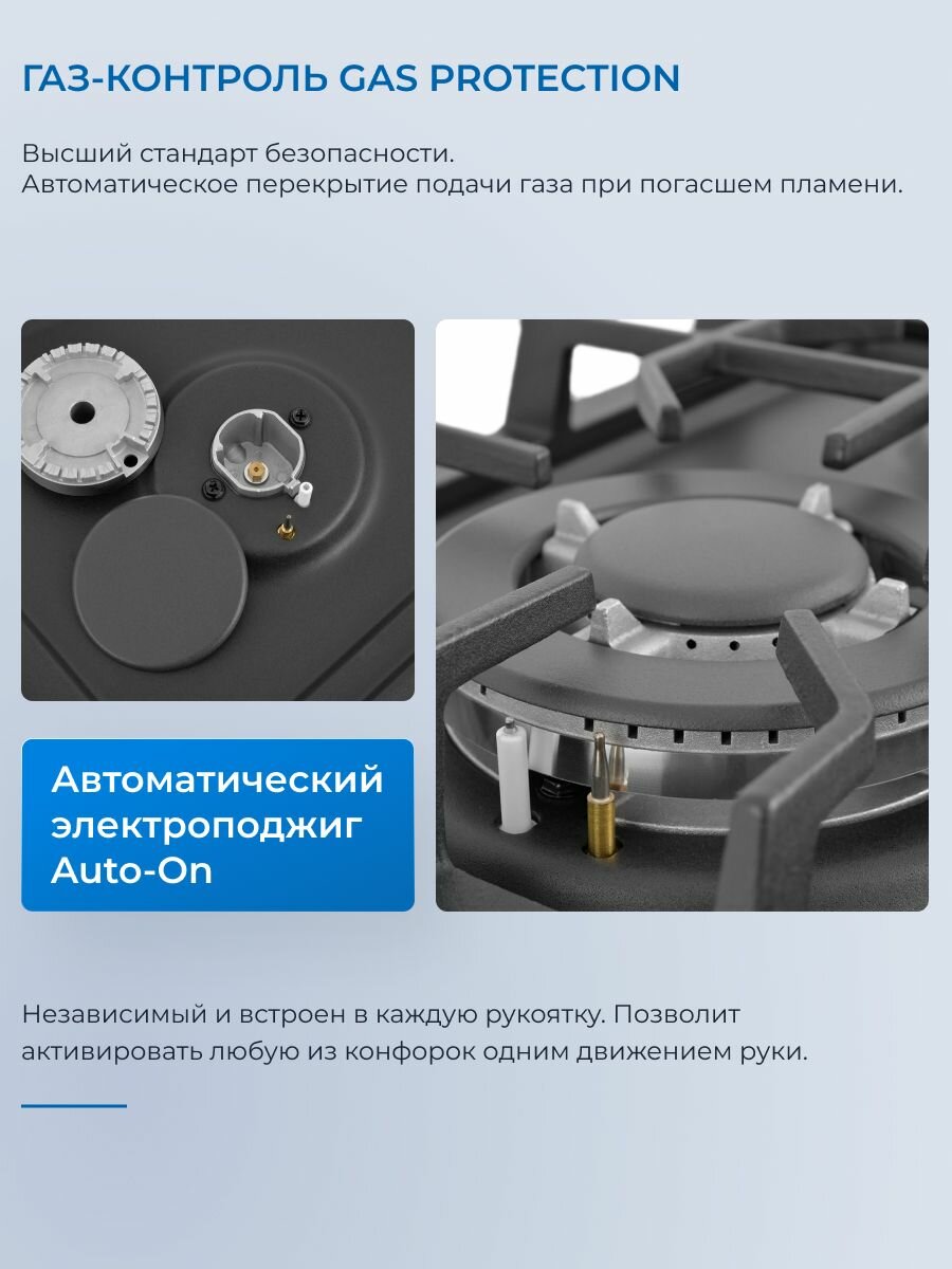 Варочная панель газовая ZUGEL ZGH290B, черный