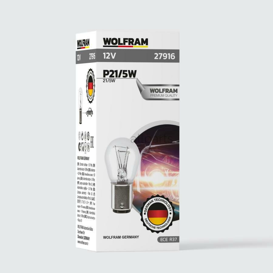 WOLFRAM 27916 Лампа 12V P21/5W 21/5W BAY15d WOLFRAM HALOGEN BULB 1 шт. картон 27916
