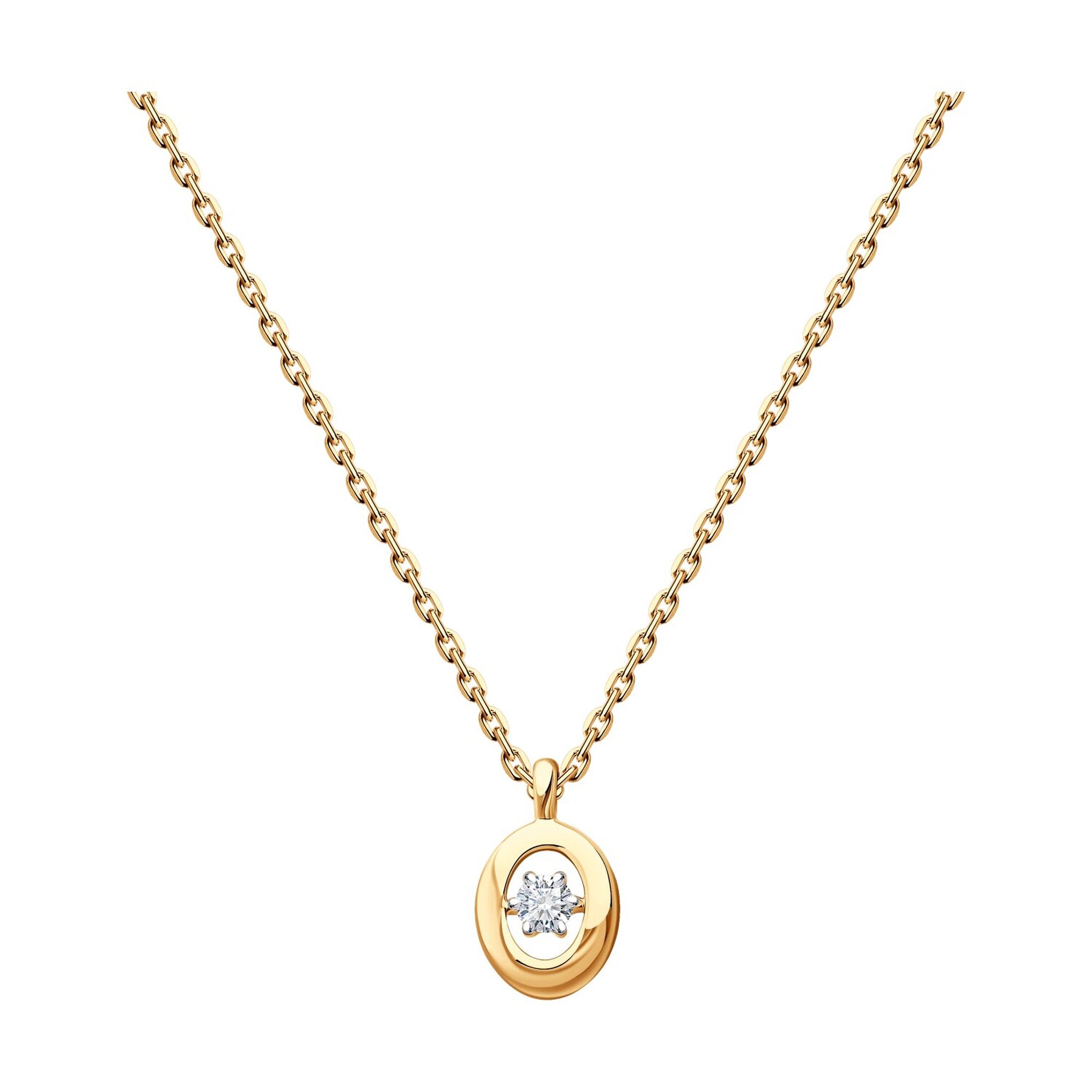 Колье, красное золото, 585 проба, бриллиант