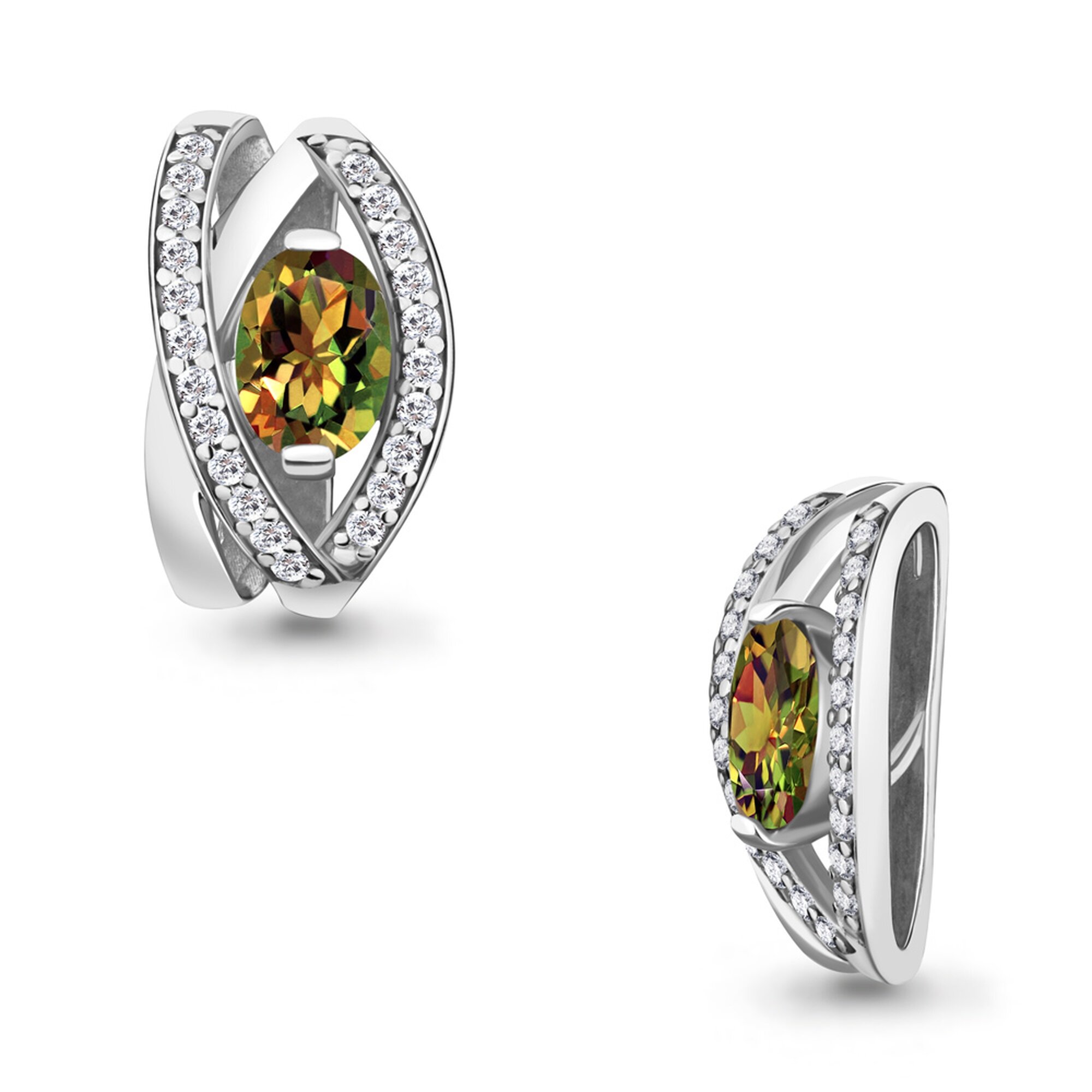 Подвеска, серебро, 925 проба, родирование, фианит, султанит синтетический