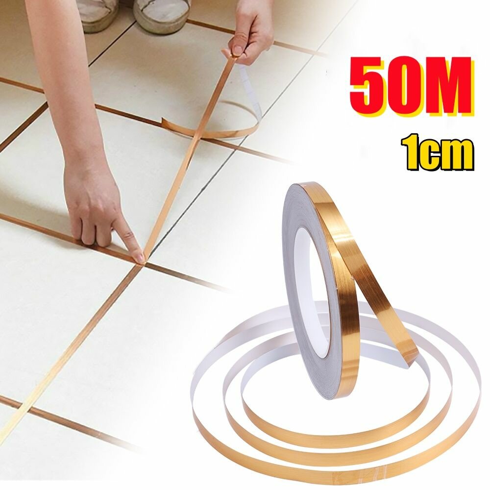 Самоклеящаяся лента для заделки щелей между керамической плиткой, 50 м, водостойкая бордюрная лента для ванной и кухни, универсальная плиточная лента для ремонта швов
