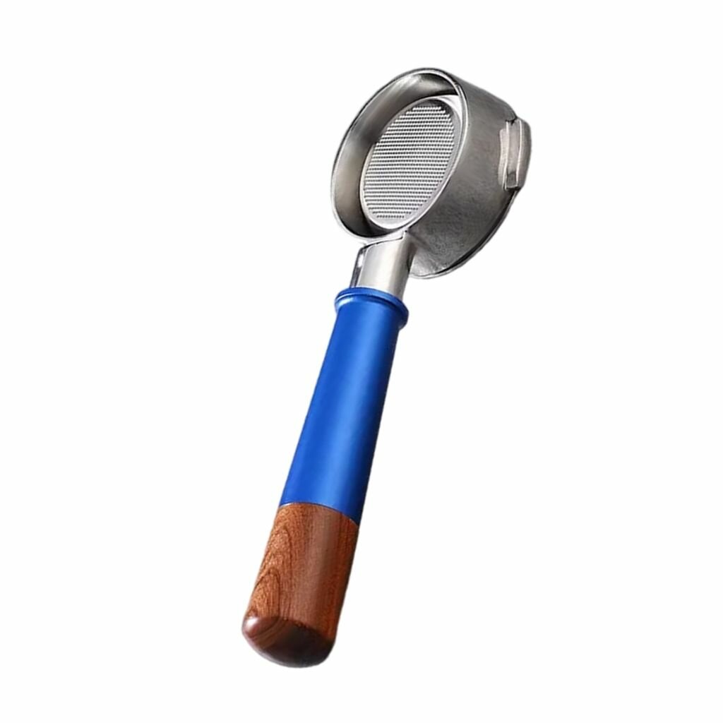 (1 шт.) Ручка для кофемашины из нержавеющей стали с бинауральной ручкой для извлечения без дна 58 мм-синий