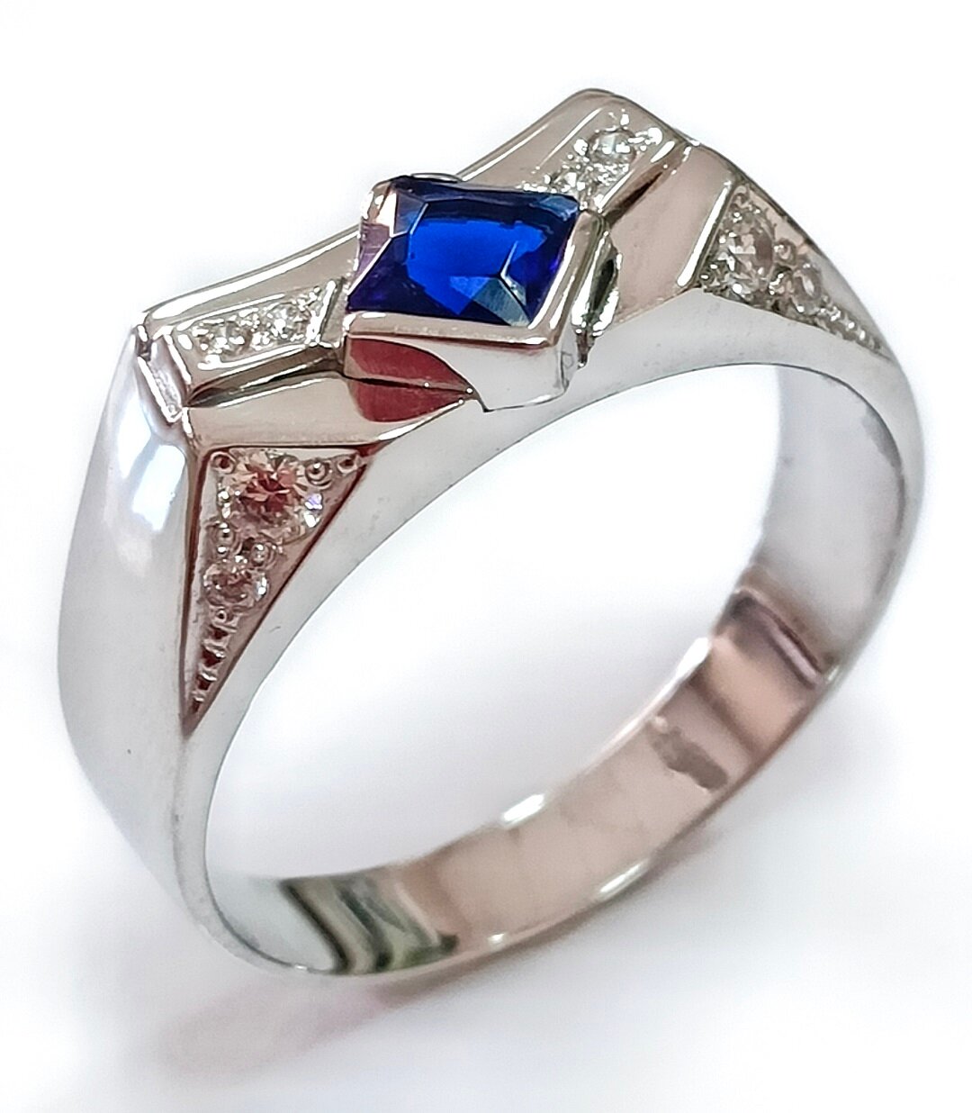 Печатка, серебро, 925 проба, родирование, шпинель, фианит