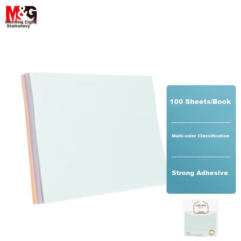 M&G Stationery 100 Sheets 6-Color Sticky Notes, Self-Adhesive Memo Pads, 76*102mm Note Pads, Macaron Color Series, Youshi Pads, 1 Notebook YS-232