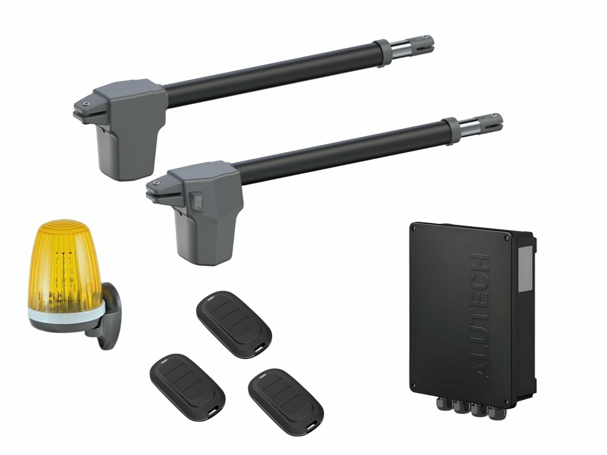 Автоматика для распашных ворот ATW-400KIT-L-Т3, комплект: 2 привода, блок управления, 3 пульта, лампа