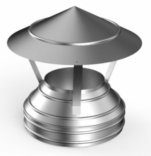 Оголовок для дымохода Сталь Мастер на сэндвич трубу, из нержавеющей стали, серебристый, диаметр 120/200мм, толщина стенок 1мм / строительство и ремонт