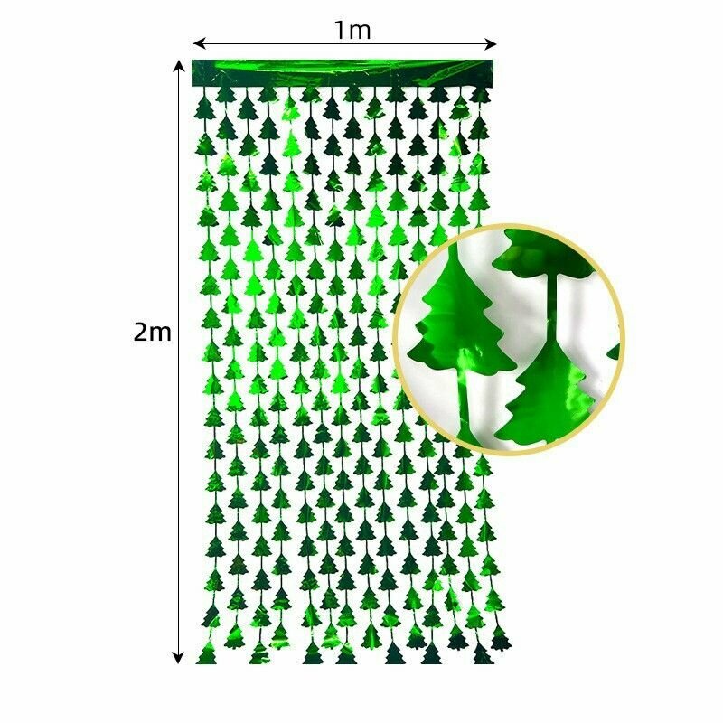 Гирлянда-дождик Meizhihai "Елочка", фольгированный, для фотозоны, 1х2 м, зеленый