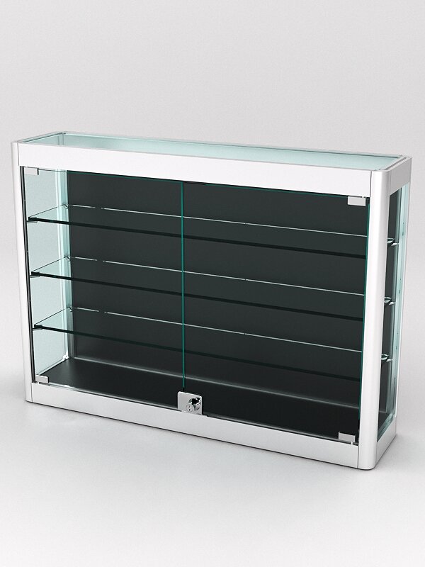 Витрина из профиля настенная "вайб ИКС" №3-3П-ДСП-170 (задняя стенка ДСП), Черный