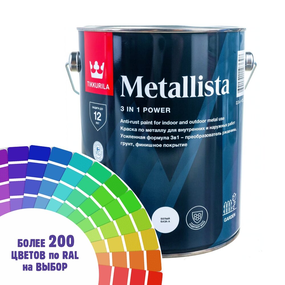 Краска по металлу Tikkurila Metallista цвет голубой Ral 5012 2.3 л