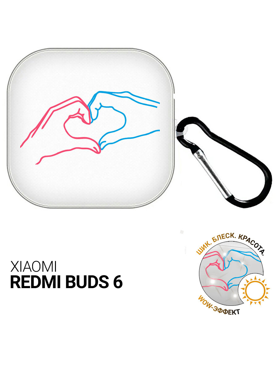Чехол на Xiaomi Redmi Buds 6 с принтом "Fall in Love" прозрачный