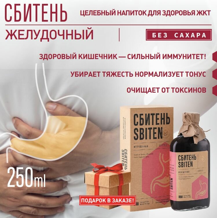 Сбитень "Желудочный" Сила Природы Алтайский рецепт бальзам медовый на травах без сахара 250 мл.