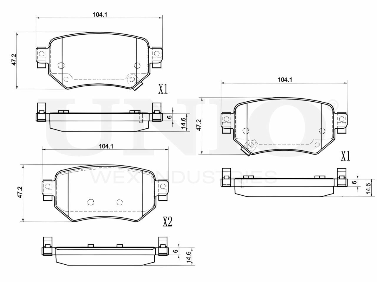 Колодки тормозные дисковые задние, для Мазда 6 III 12-, Mazda 12-, артикул BRP-20460, производителя UNIO