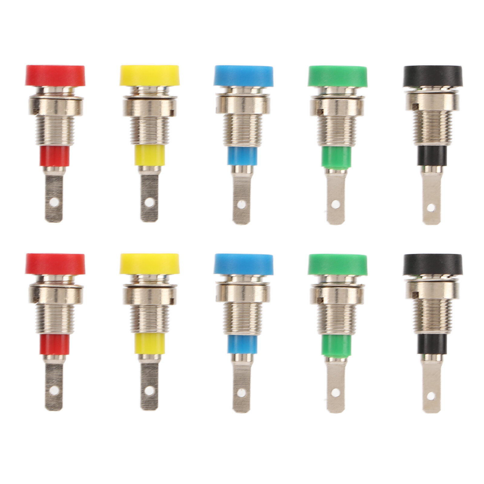 Банановый разъем 2 мм, латунный, безопасный, 5 цветов, панельный монтаж, клеммы для электроники, судов, автодомов.