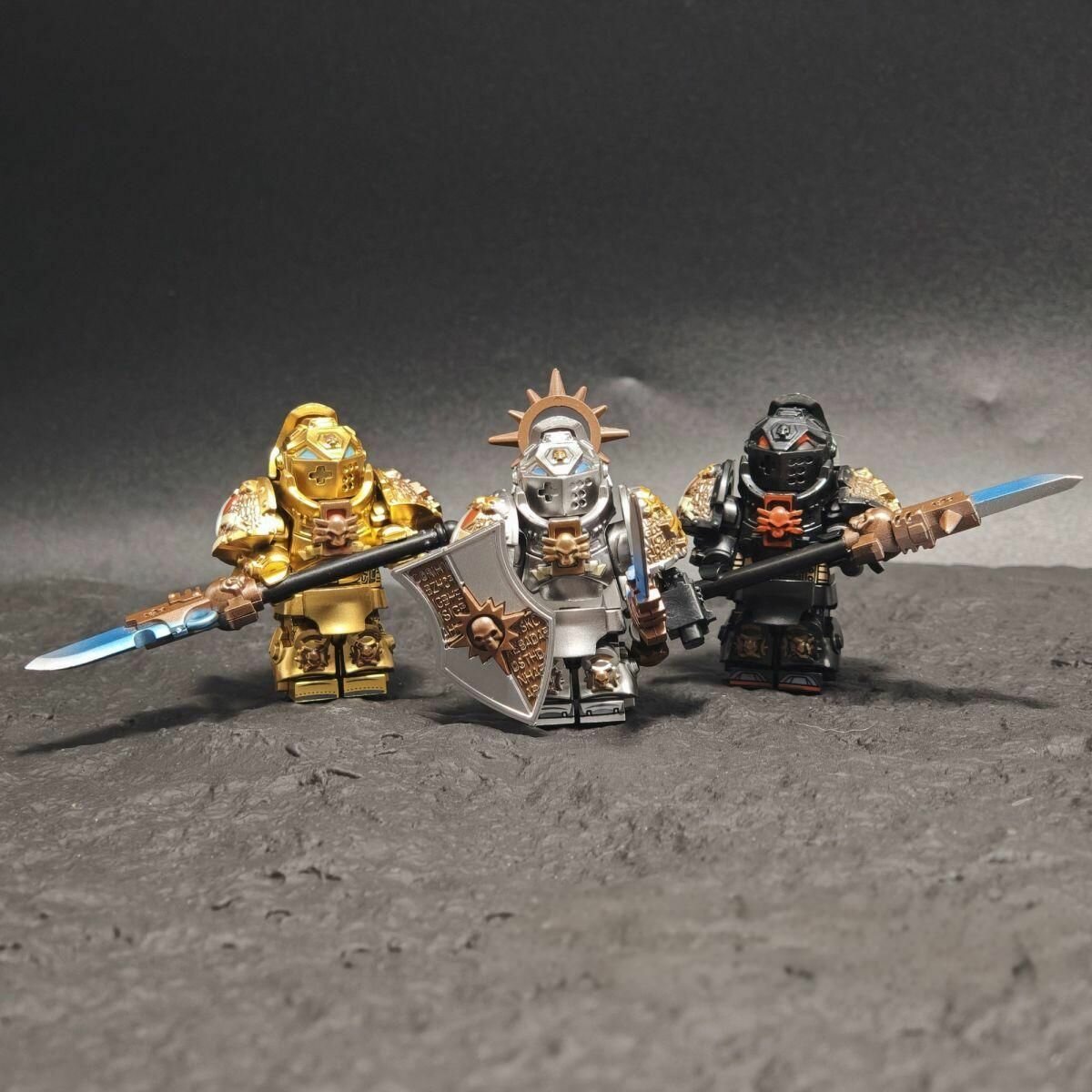 Набор минифигурки Космический десантник Space Marine / Warhammer 40000 Комбинация рыцарей(Upgraded version) совместимы с легo конструкторами 3шт (4.5см, пакет)