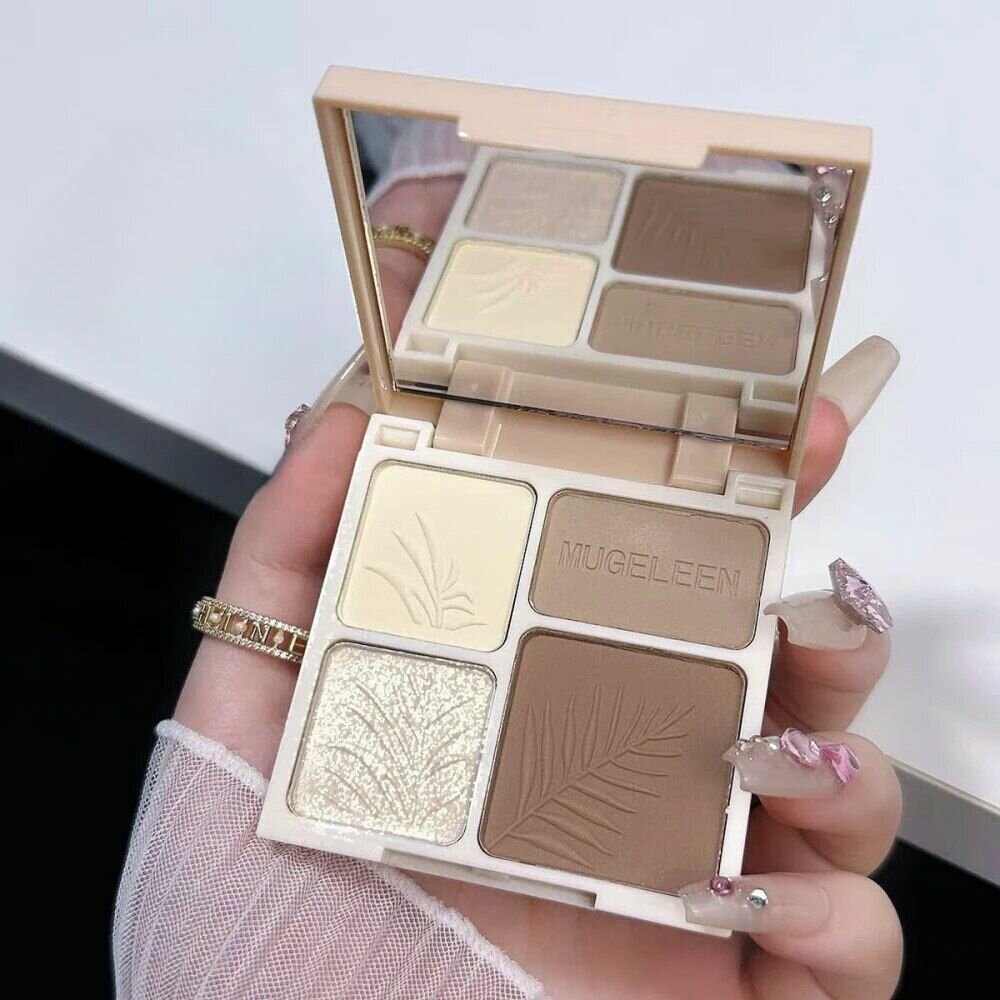 4-цветные тени для носа, тени для век, матовое перламутровое трехмерное осветление лица